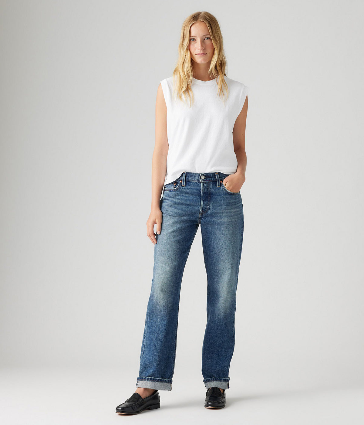 LEVI'S WOMENS 501 90s SELVEDGE DENIM A1959-0063 GEO ON BOARD – Shoelosophy